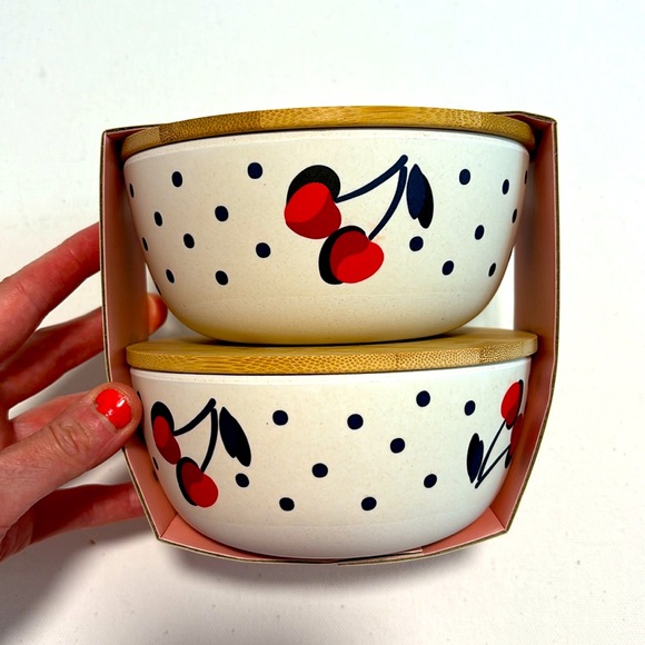 kate spade | Dining | New Kate Spade Vintage Cherry Dot Bowl With Lid ...